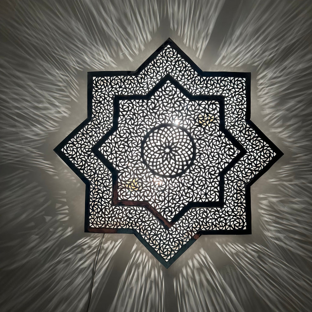 Brass Ceiling Light | Moroccan Star-Shaped Brass Ceiling Light | Handm