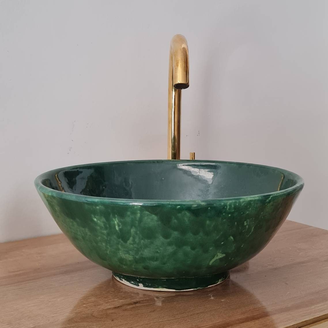 Handcrafted Emerald Green Bathroom Sink - Multicolor Options Available