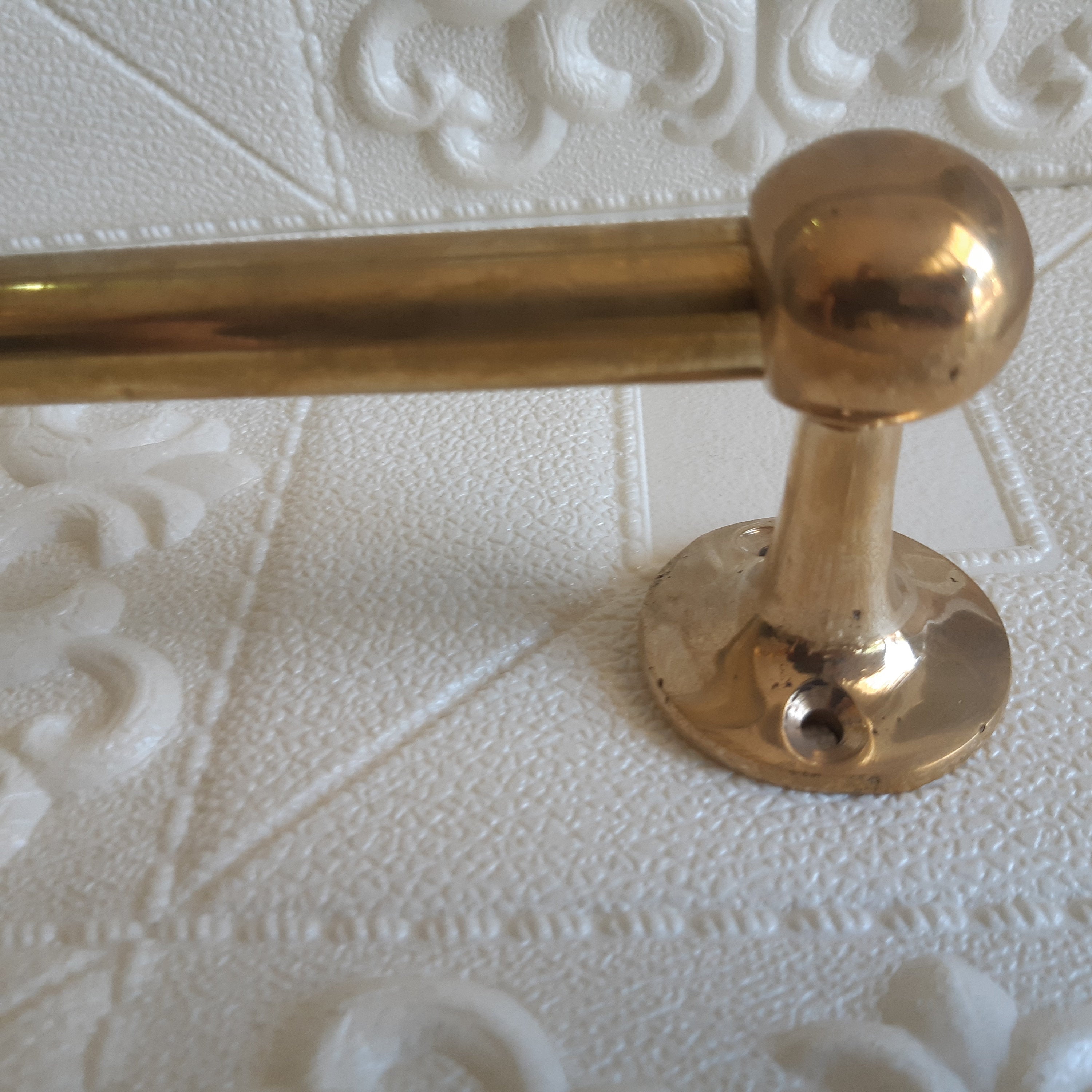 Wall Mount Kitchen Rack | Solid Red Brass Rod with Hooks for Pan, Pots